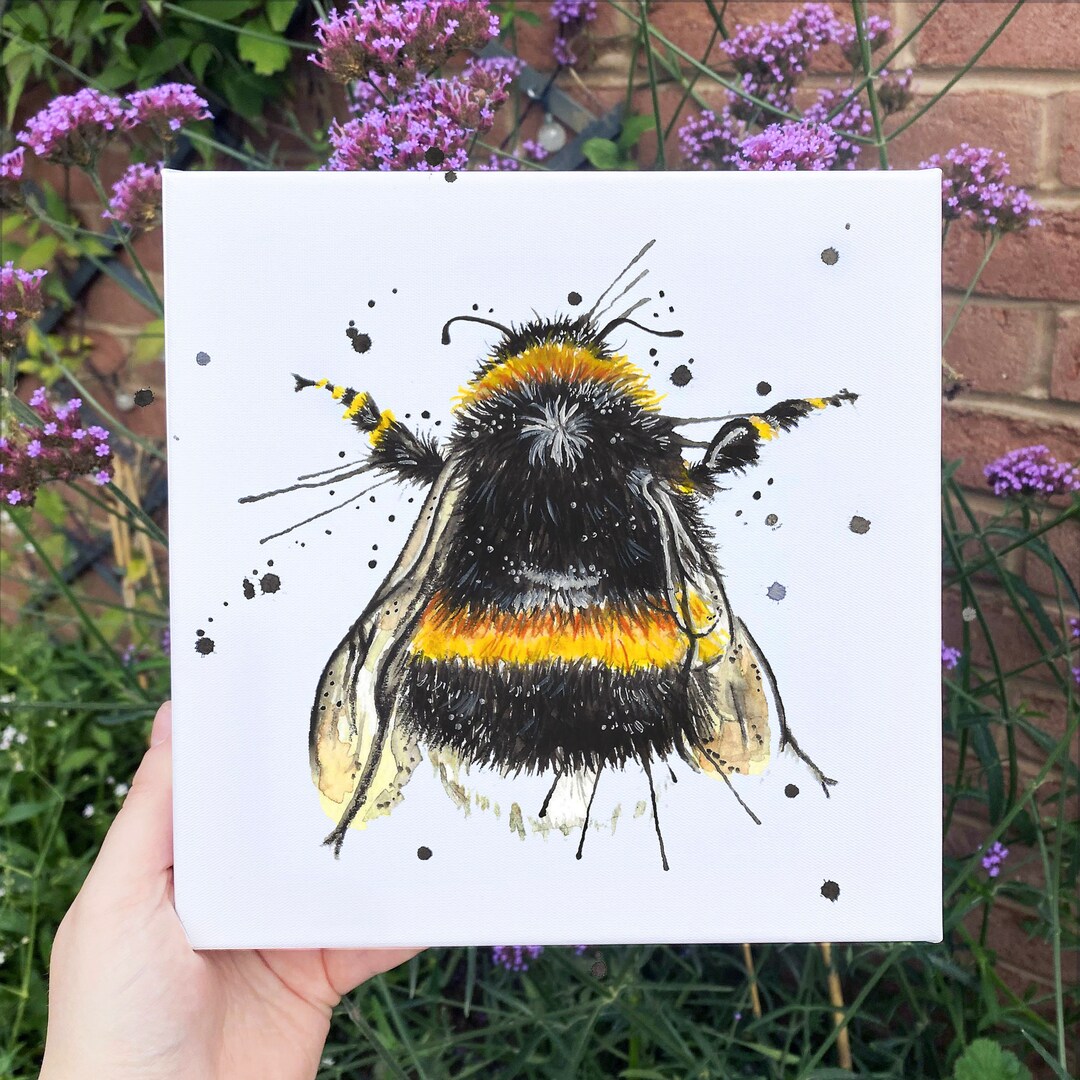 Splatter Bee Mini Canvas | Wall Art | Nursery Art - Etsy