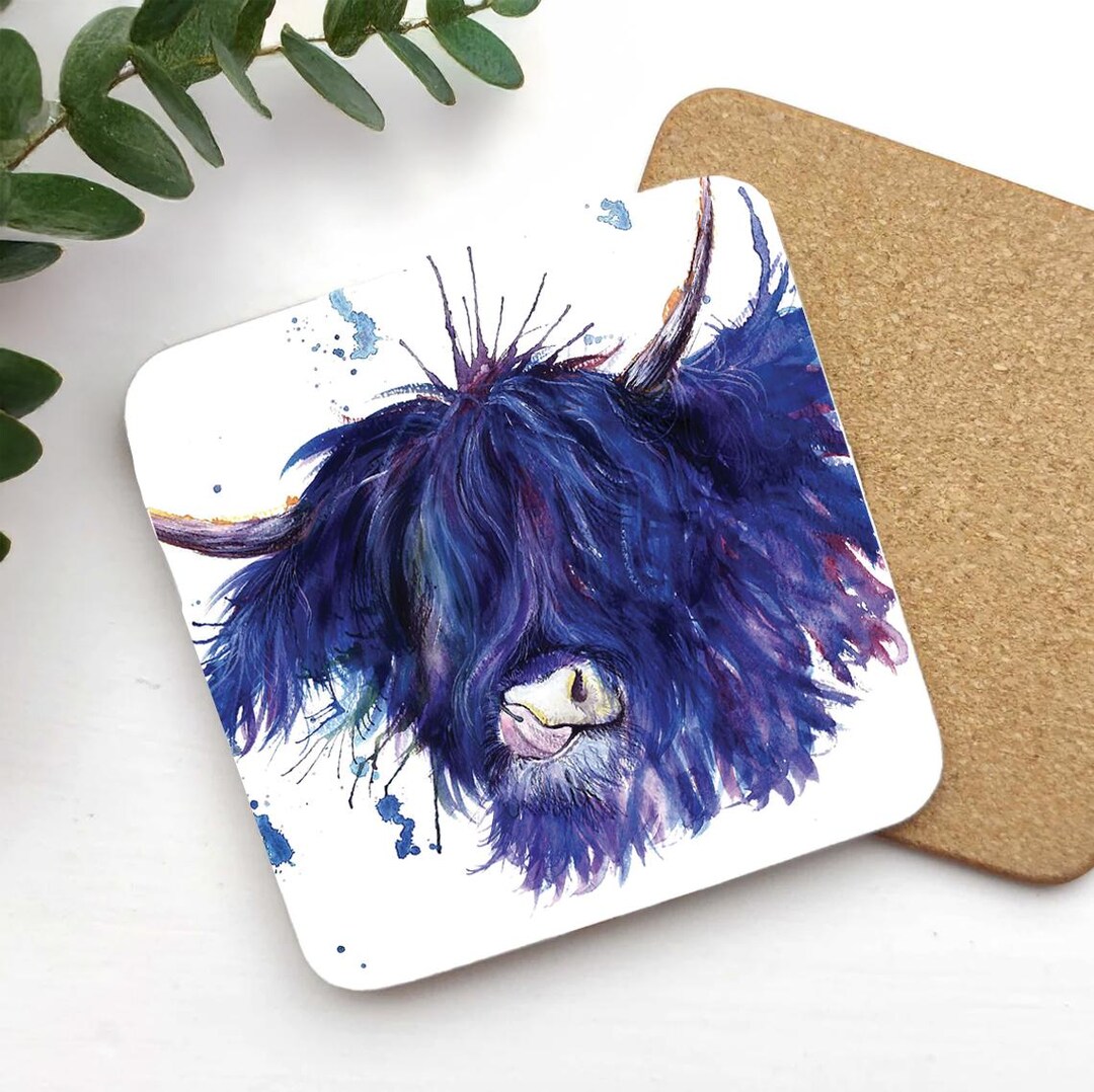 Highland Coo Coaster | Highland Cow | Single Coaster | Set of 4 ...