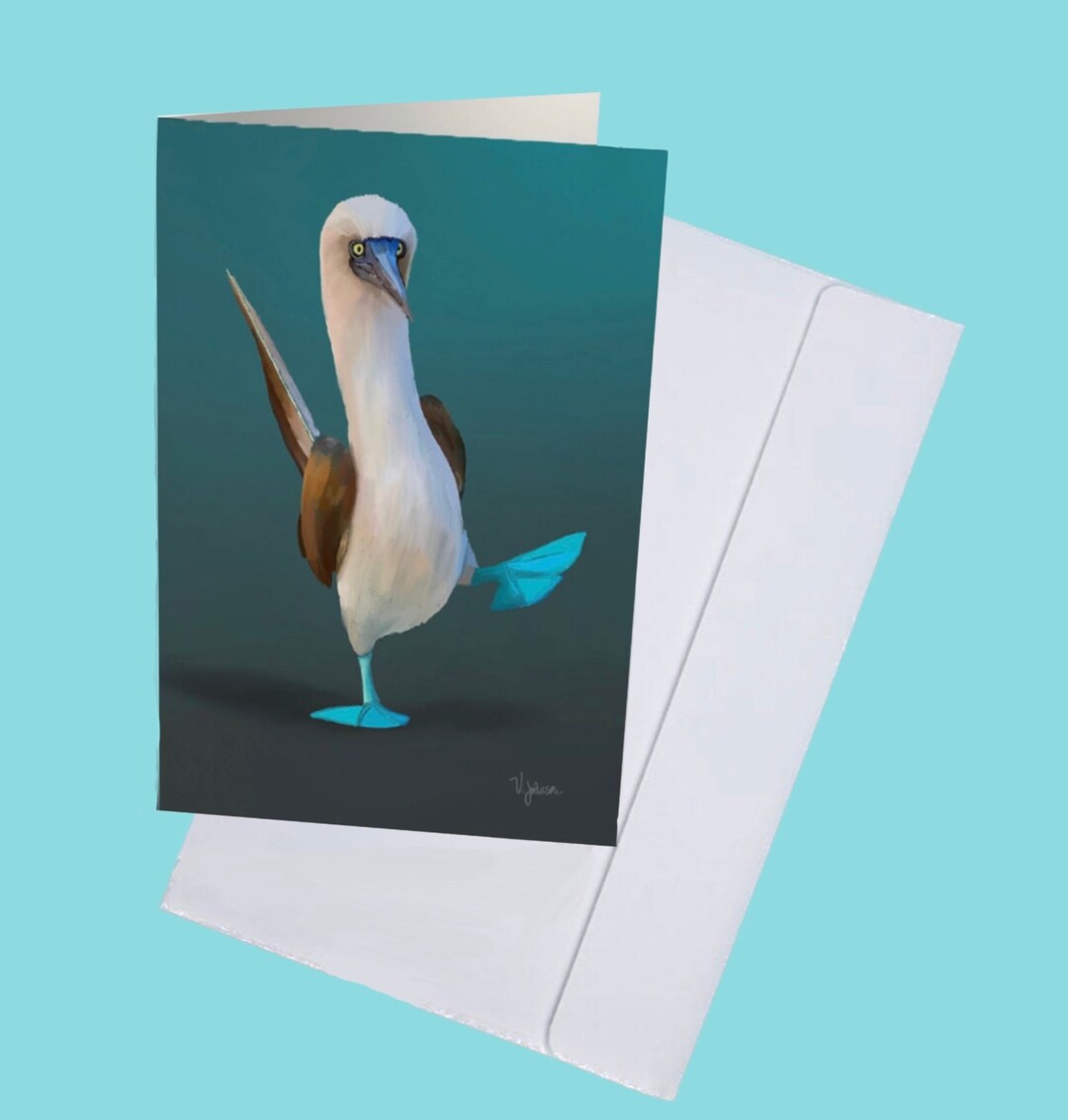 Blue Footed Booby Two Notecards Bird Art Note Cards 4.25 X - Etsy