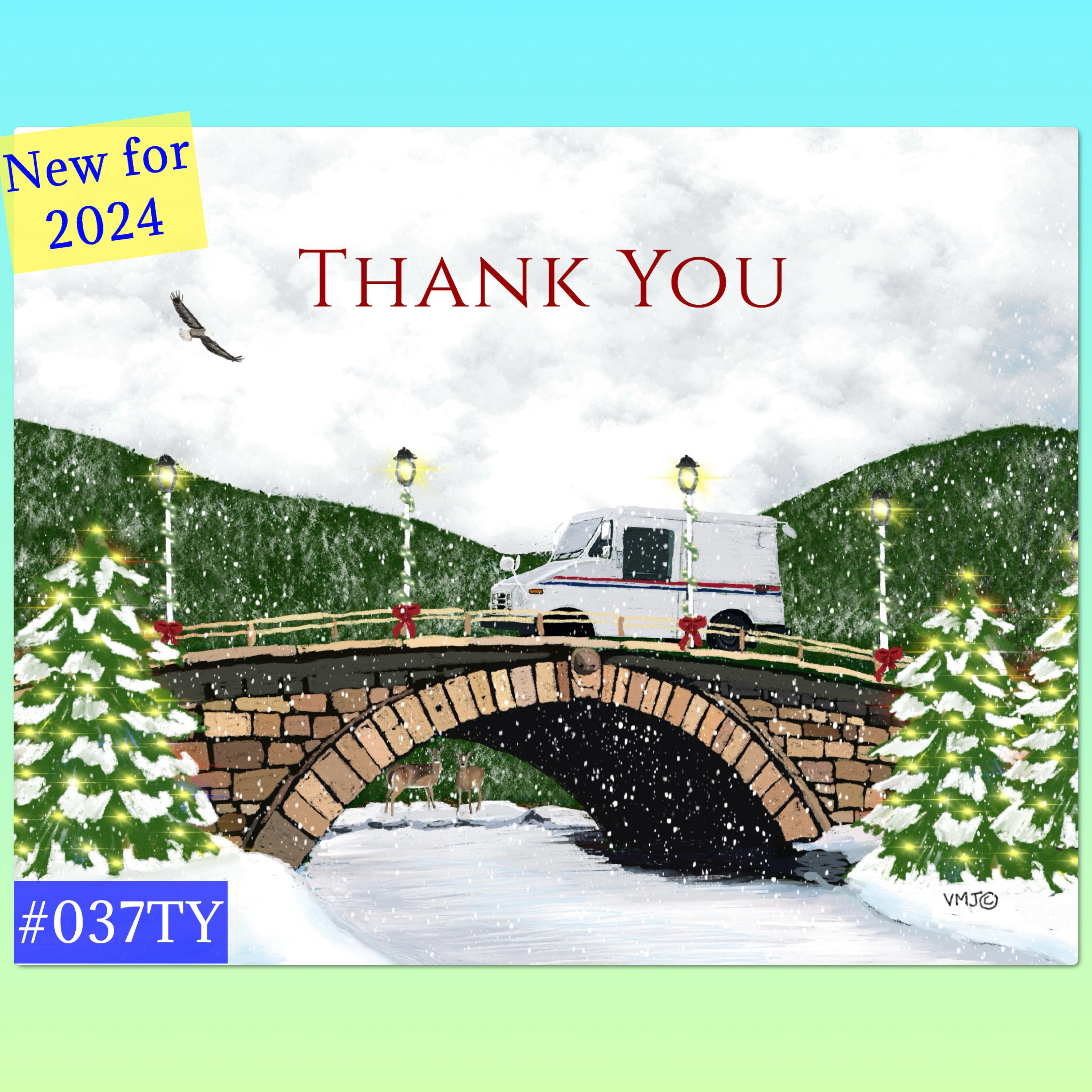 037TY Stone Bridge Letter Carrier Thank You Post Cards, Postal, for ...
