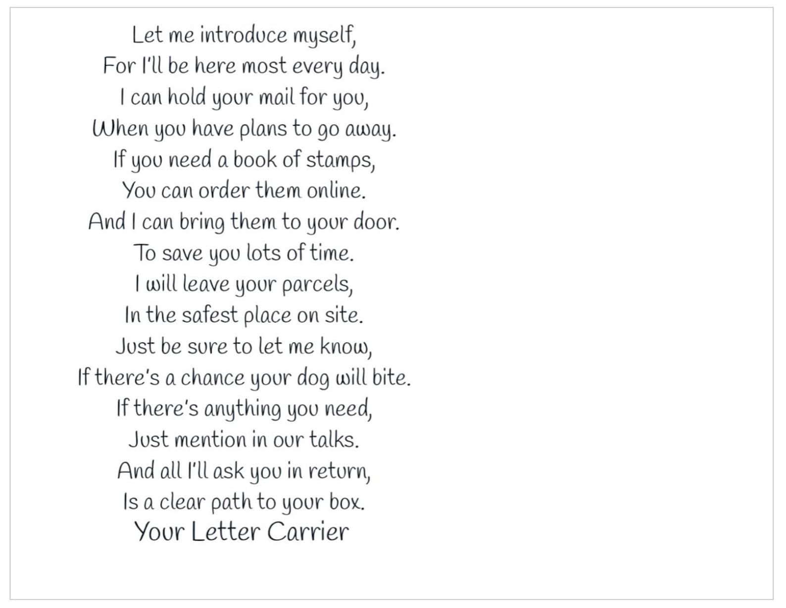015 Hello, Introduce Yourself, Letter Carrier Introduction Postcards ...