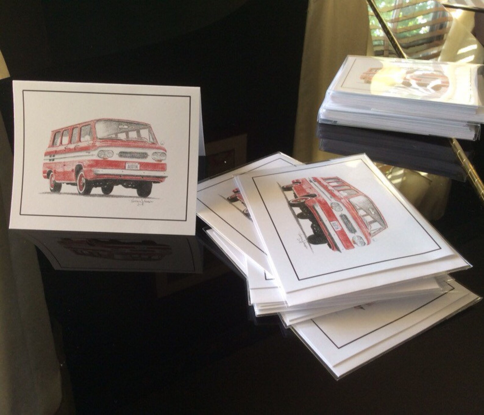 1965 Red Hippie Van, Note Card or Print - Etsy