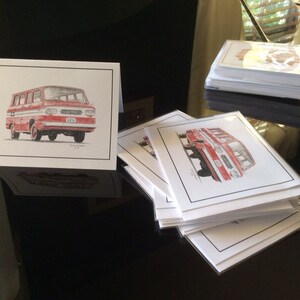 1965 Red Hippie Van, Note Card or Print - Etsy
