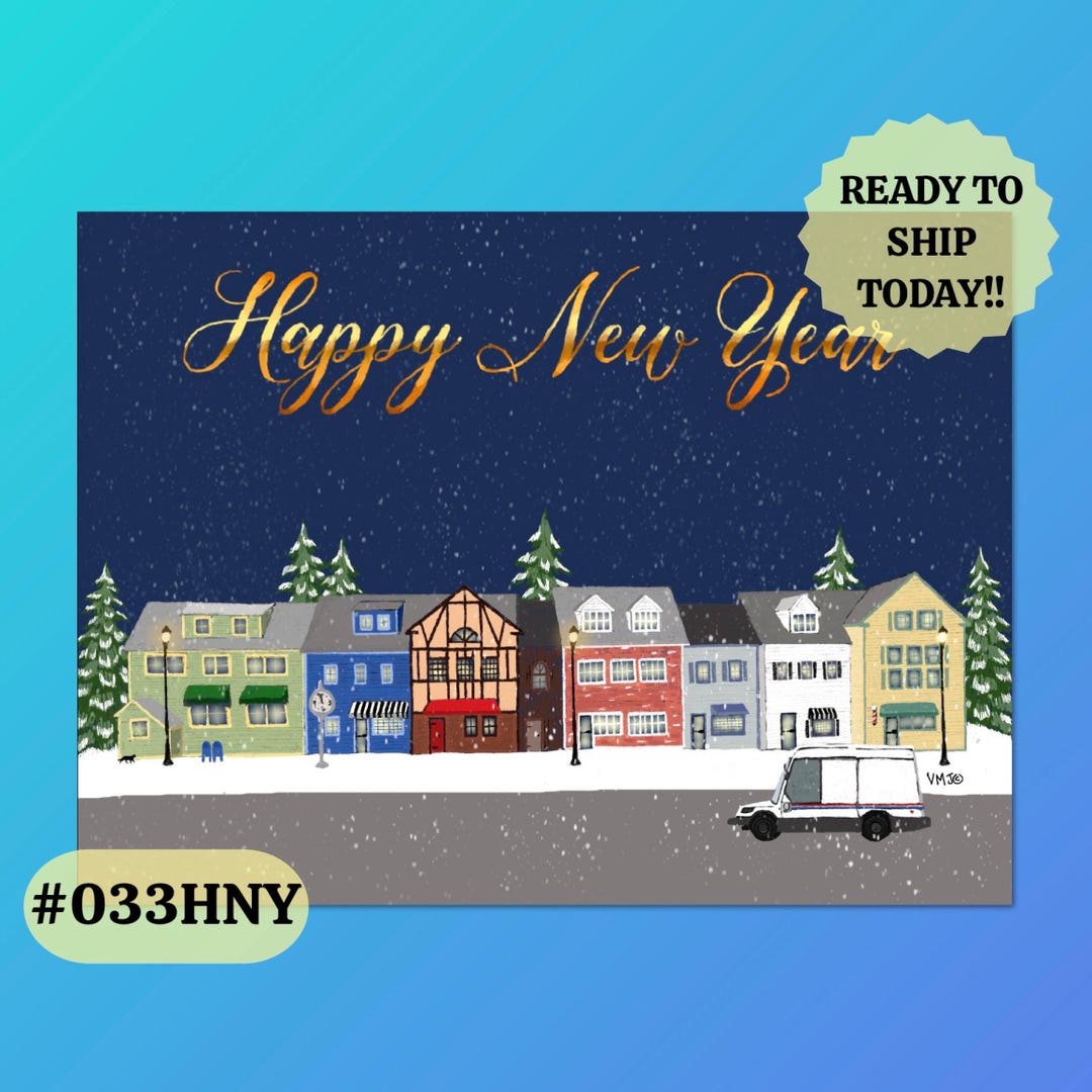 033HNY Happy New Year, Time Square, Greeting From Your Letter Carrier ...