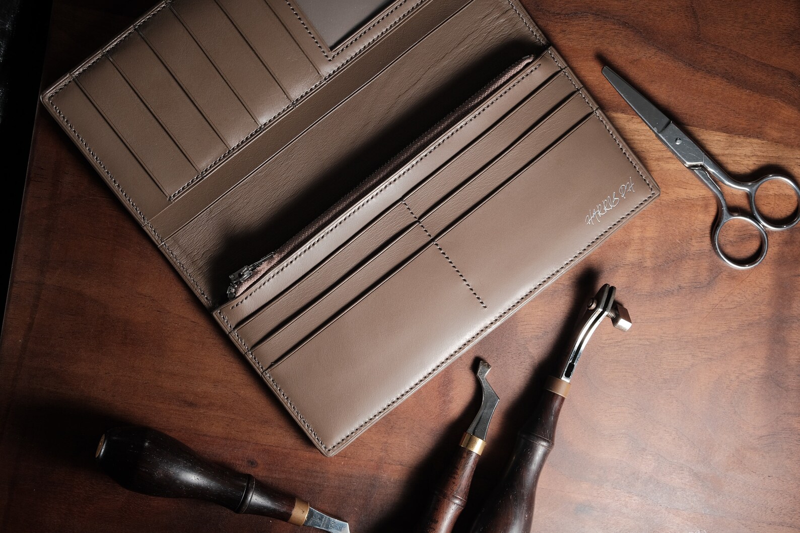 Shinki Cordovan Bifold Blue Leather Long Wallet, Handmade Long Wallet ...
