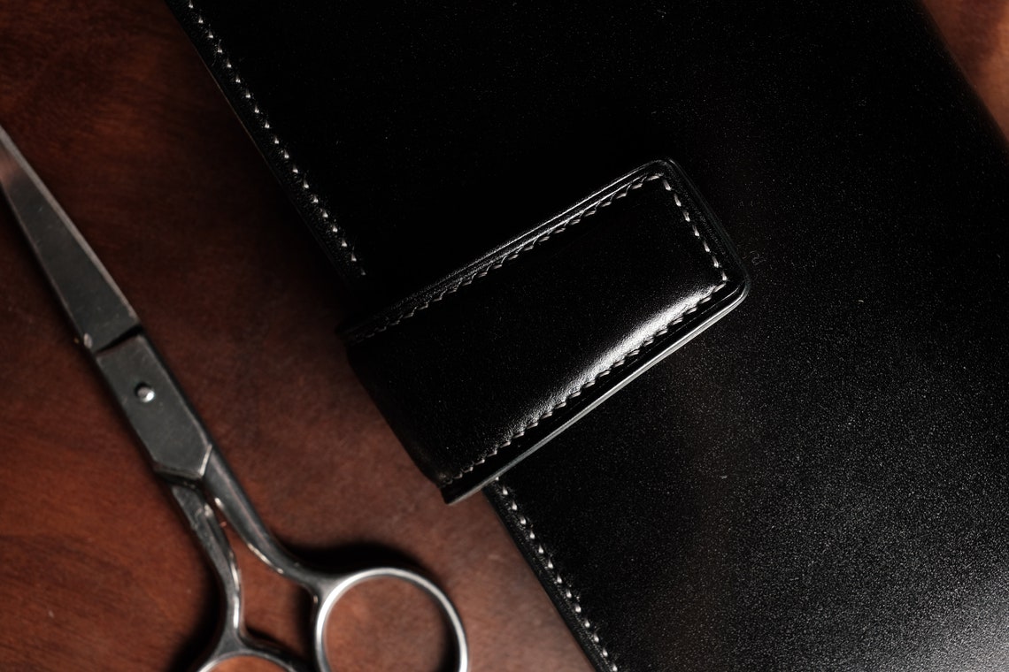 Shinki Cordovan Bifold Blue Leather Long Wallet, Handmade Long Wallet ...