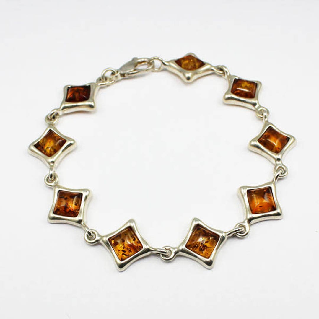 Unique Sideways Diamond Square Shape Baltic Amber Bracelet Amber ...