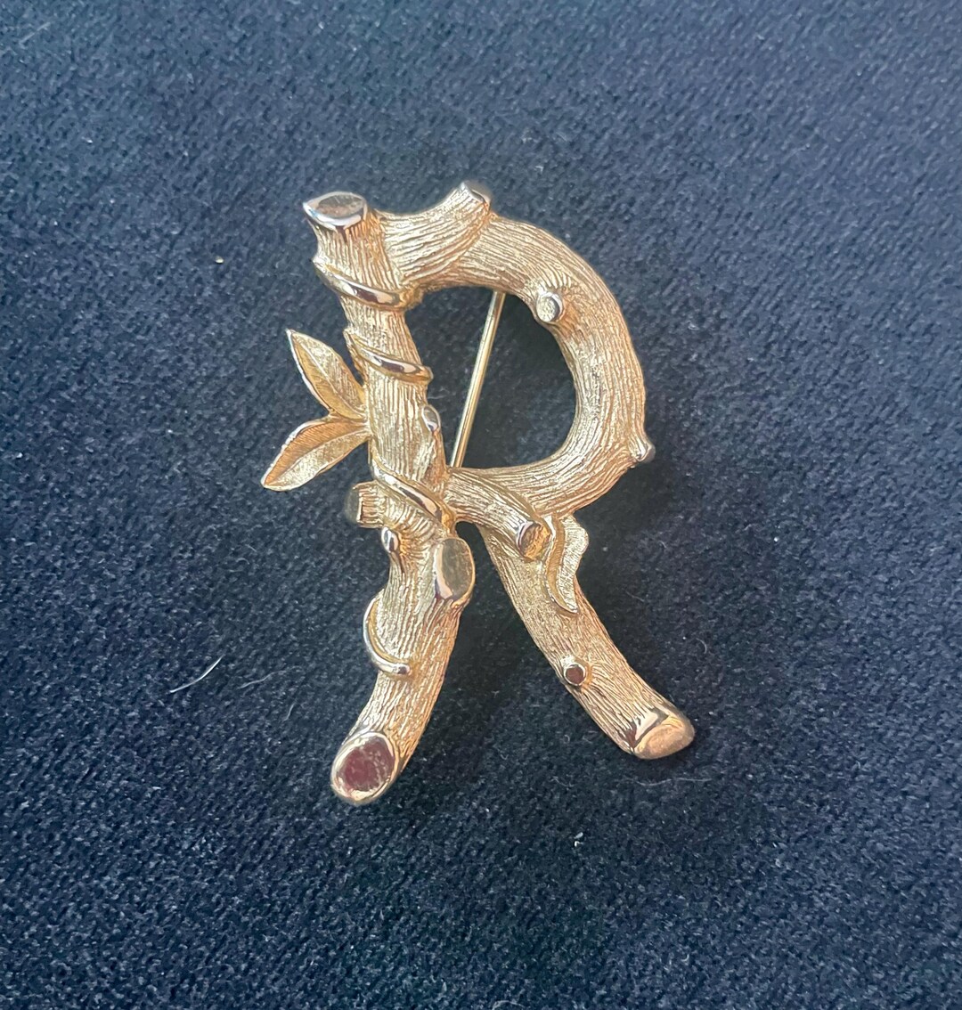 Vintage Sarah Coventry Bamboo Monogrammed R Initial Brooch/ Sarah ...