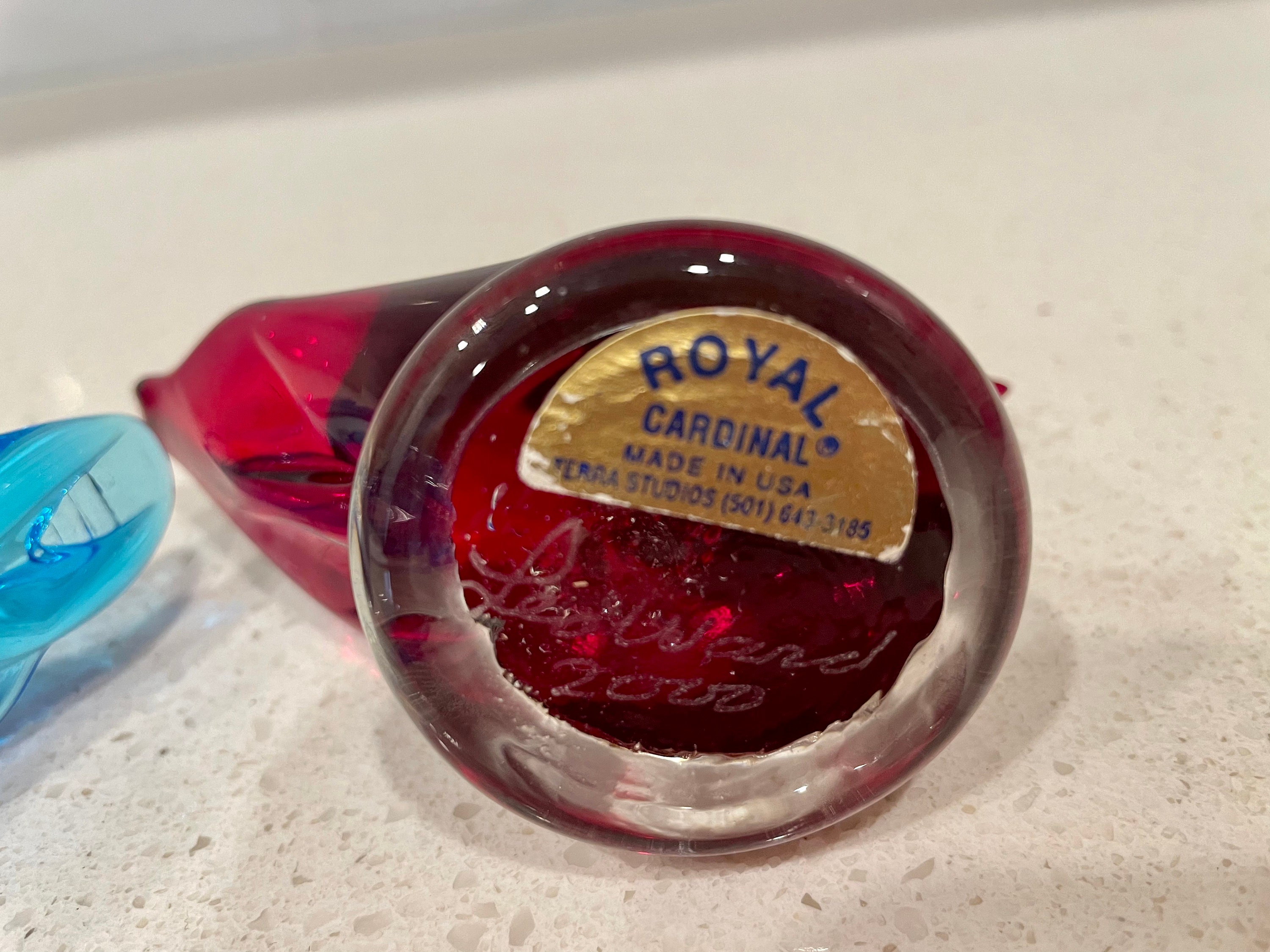 Set of 3 Blown Glass Birds by Leo Ward/ Red Royal Cardinal Glass Bird ...