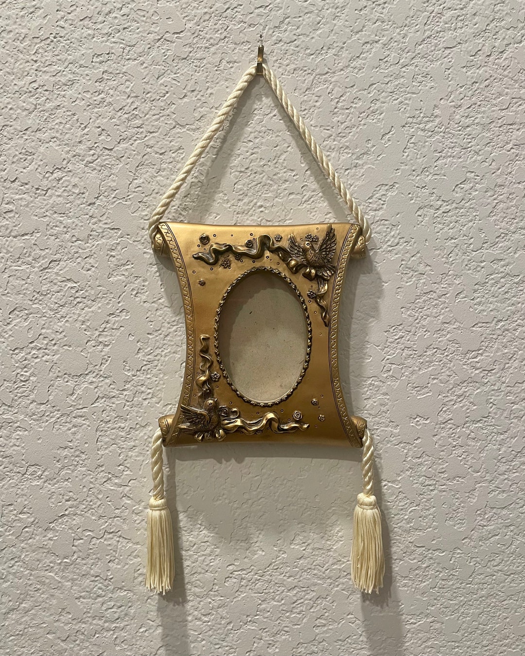 Gold Tone Victorian Style Picture Frame With Bird Motif and Tassels ...