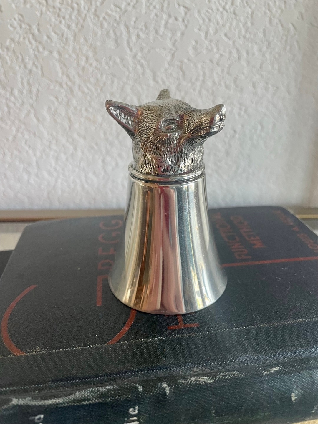 Vintage Comoy’s of London Pewter Fox Head Stirrup Cup/ Pewter Stirrup ...