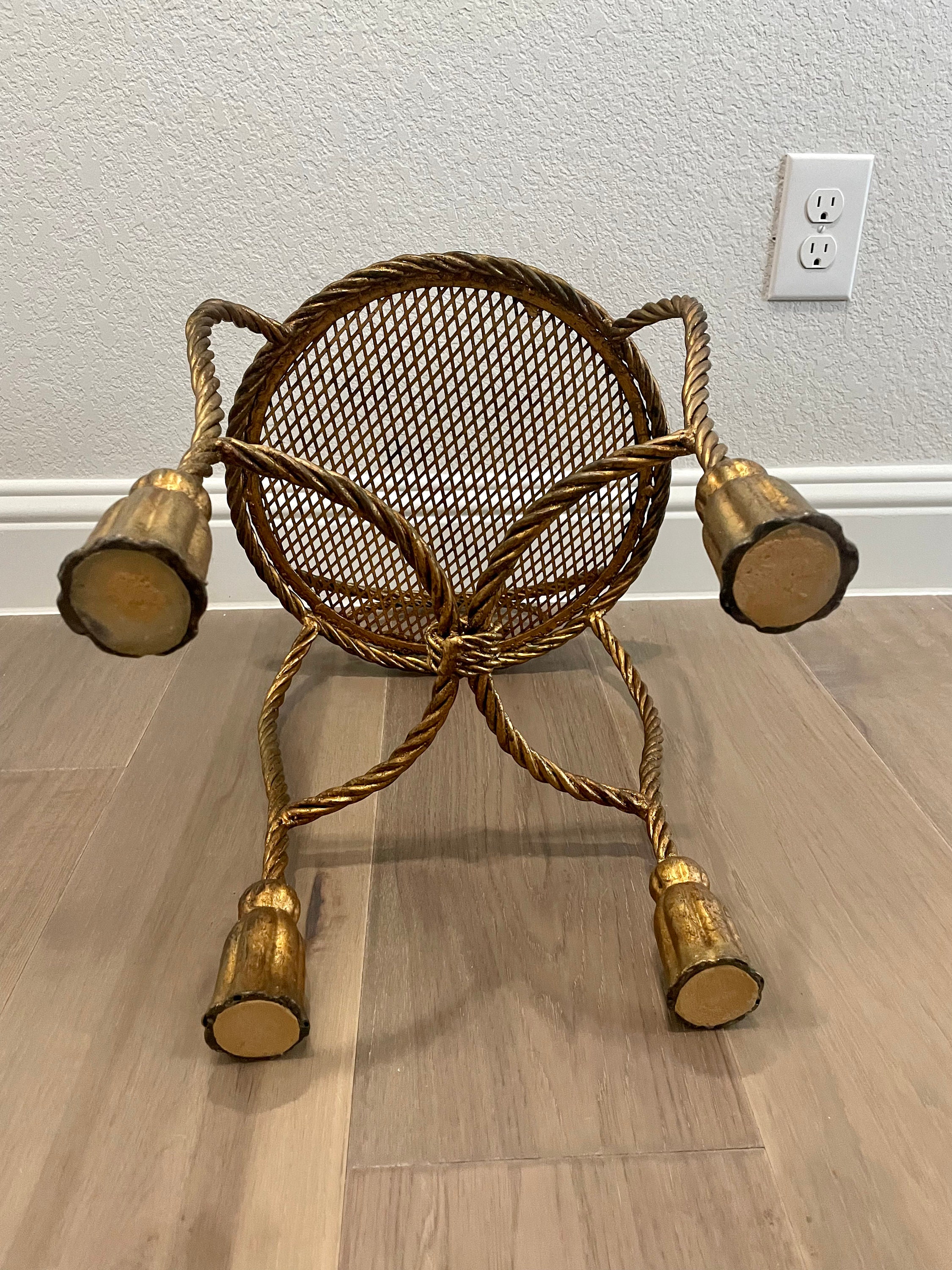 Hollywood Regency Italian Gold Gilt Tassel Stool/ Vintage Italian Gold ...