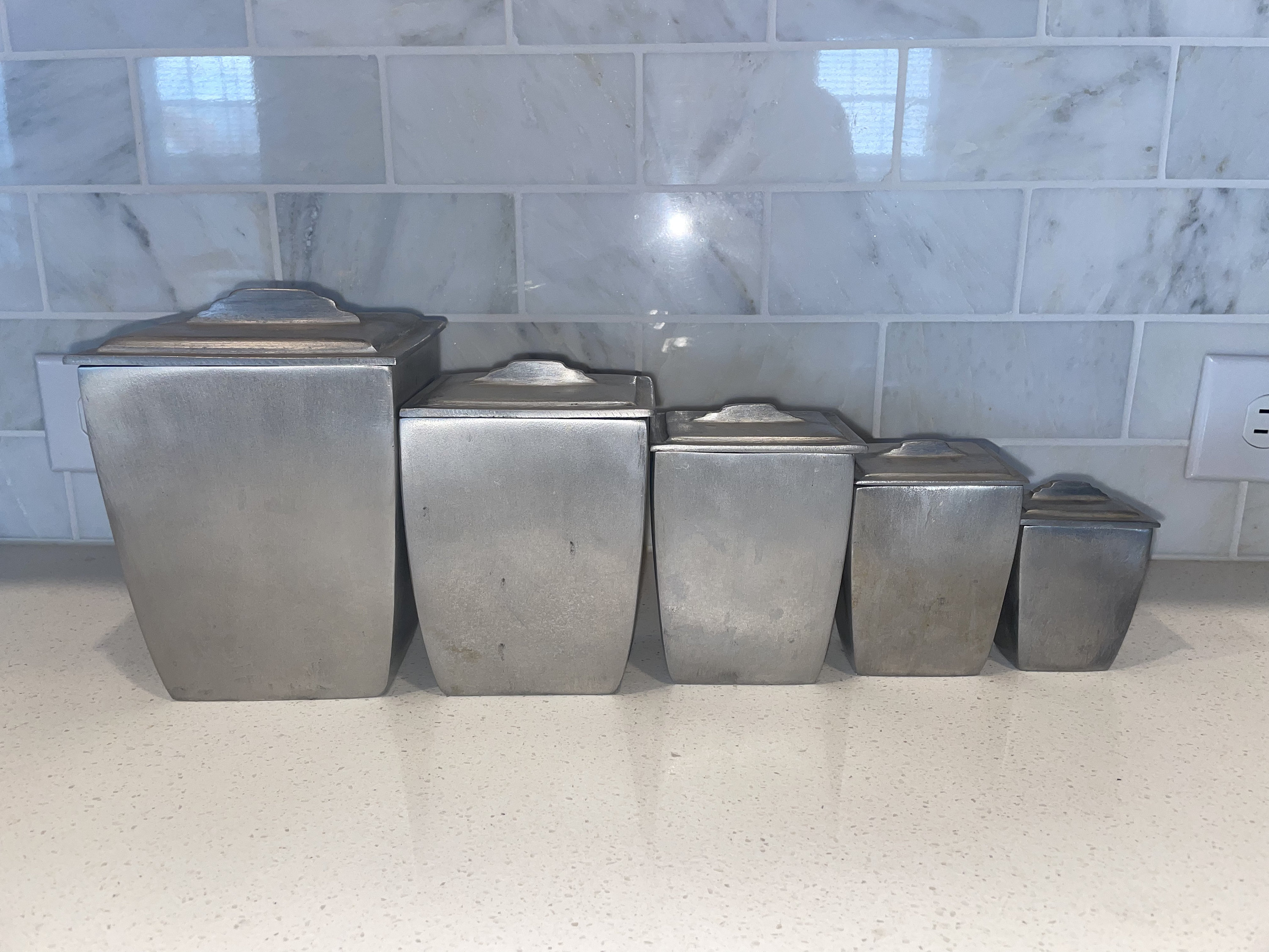 Set of 5 French Art Deco Stacking Kitchen Canisters/ French Kitchen ...