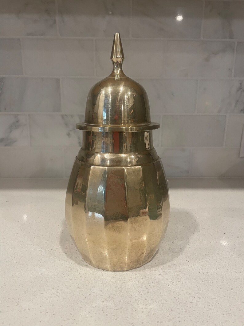 Vintage Brass Ginger Jar With Lid/ Brass Urn With Lid/ Brass Lidded Jar ...