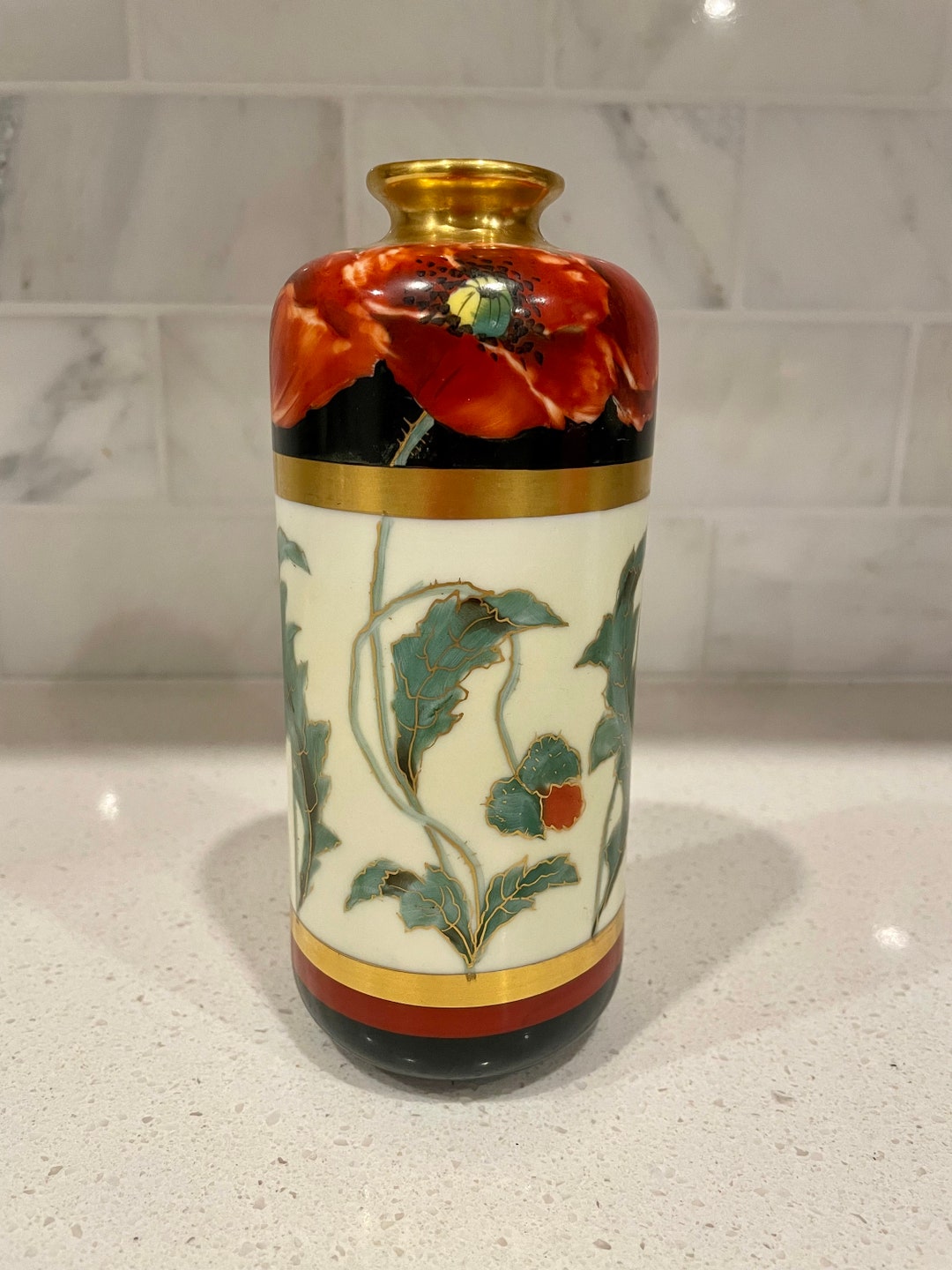 W.a.pickard Hand Painted Porcelain China Poppies Vase/ Pickard Poppies ...