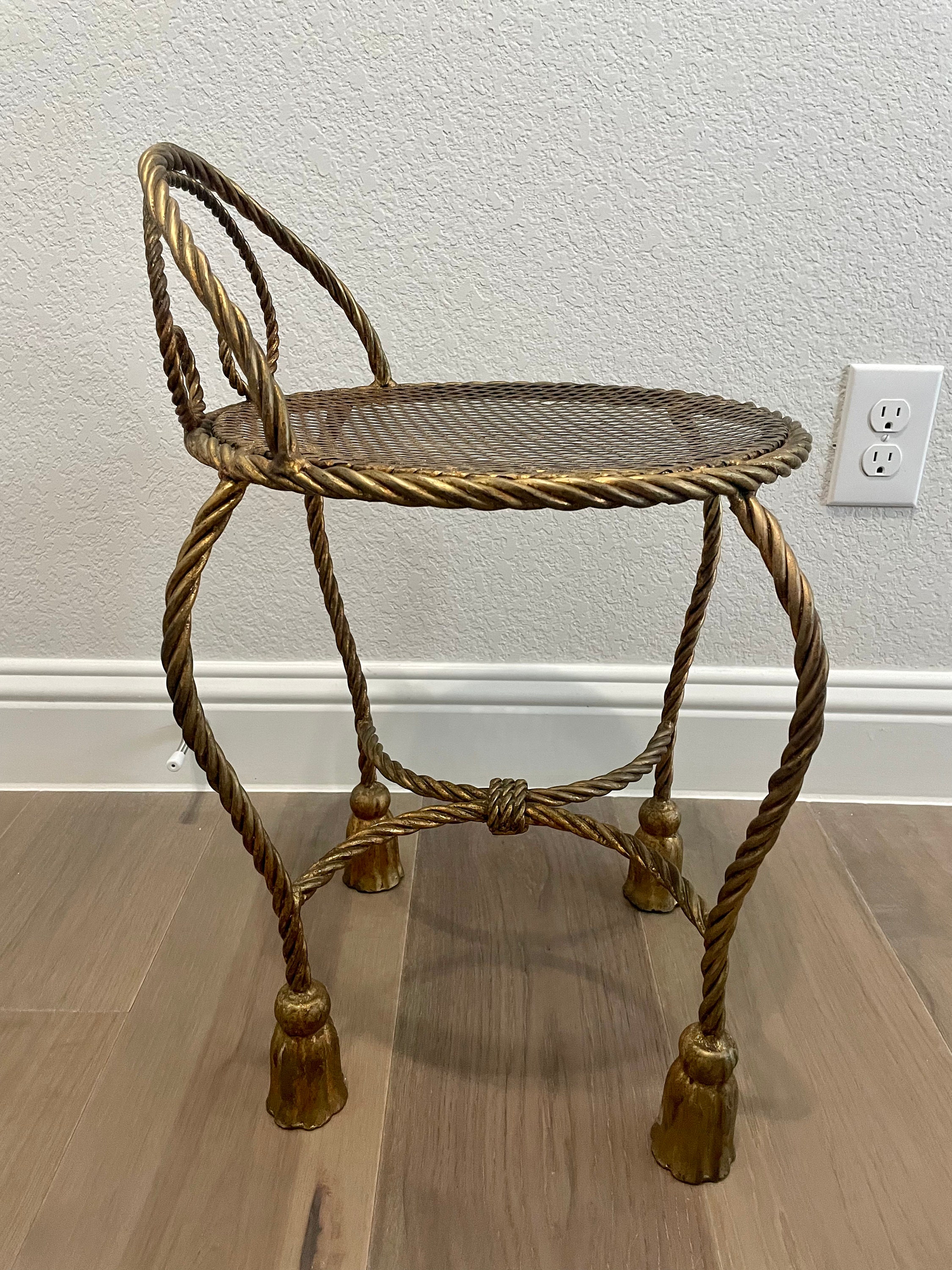 Hollywood Regency Italian Gold Gilt Tassel Stool/ Vintage Italian Gold ...