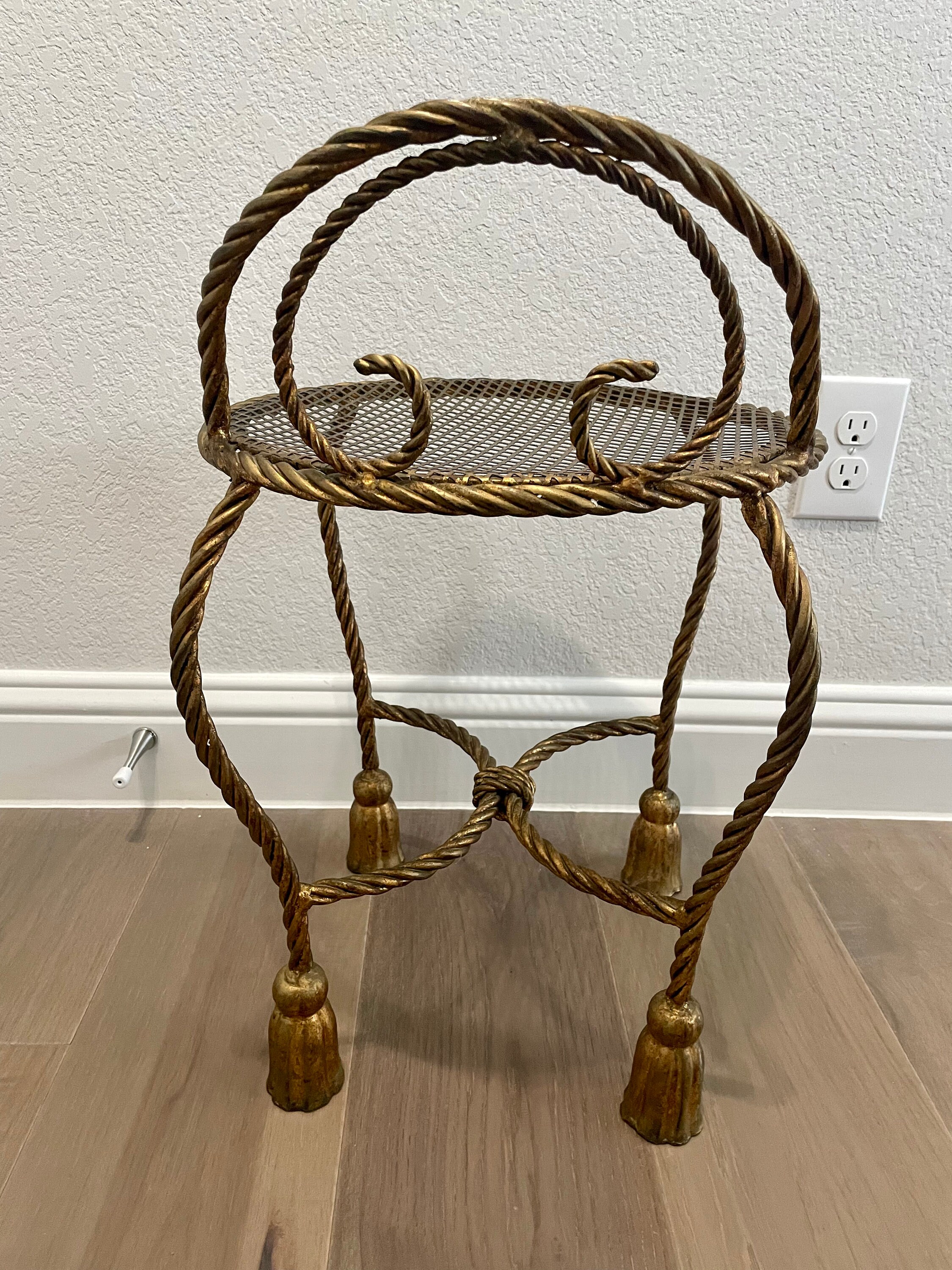 Hollywood Regency Italian Gold Gilt Tassel Stool/ Vintage Italian Gold ...