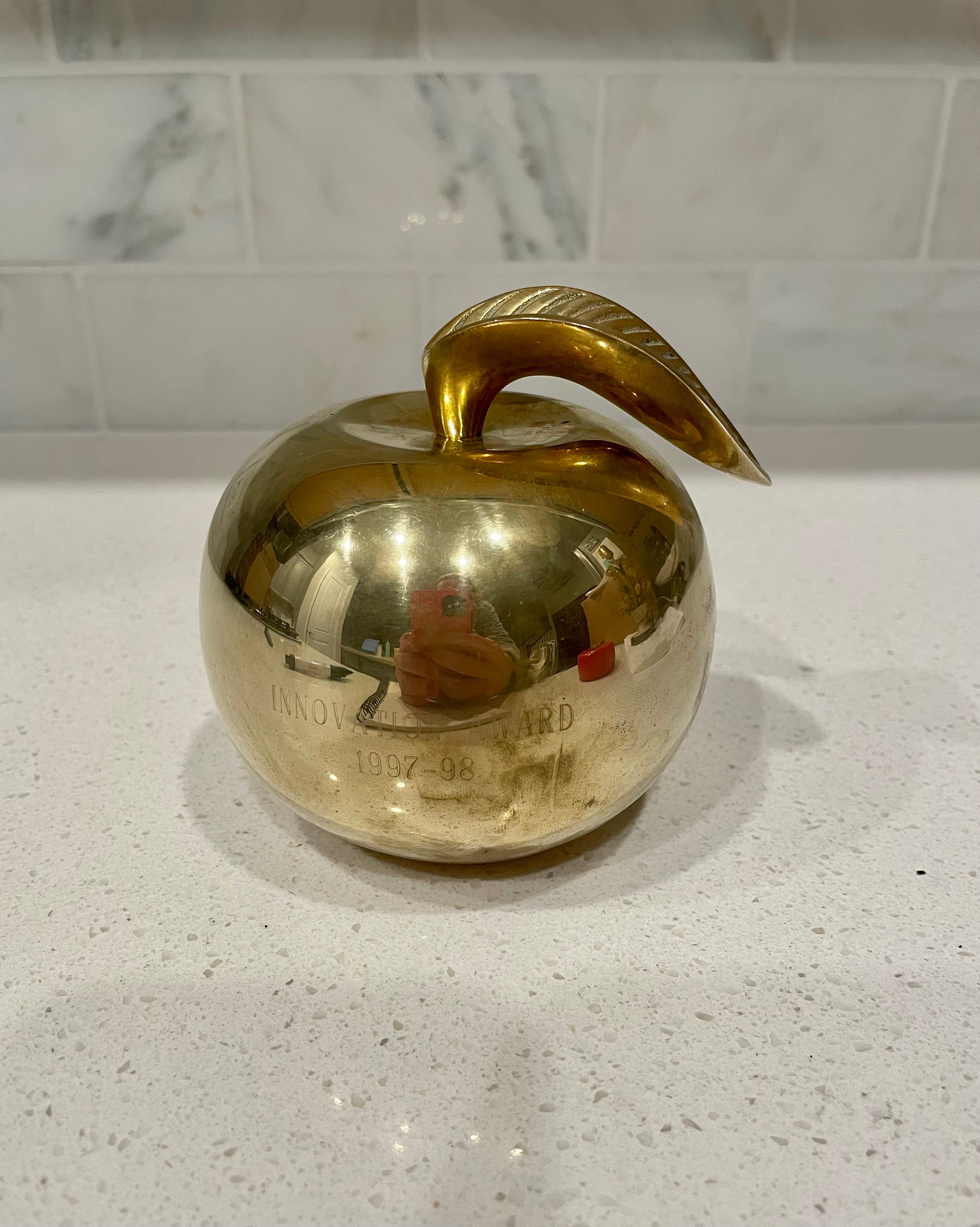 Vintage Large Brass Decorative Apple/ Vintage Brass Apple/ Brass ...