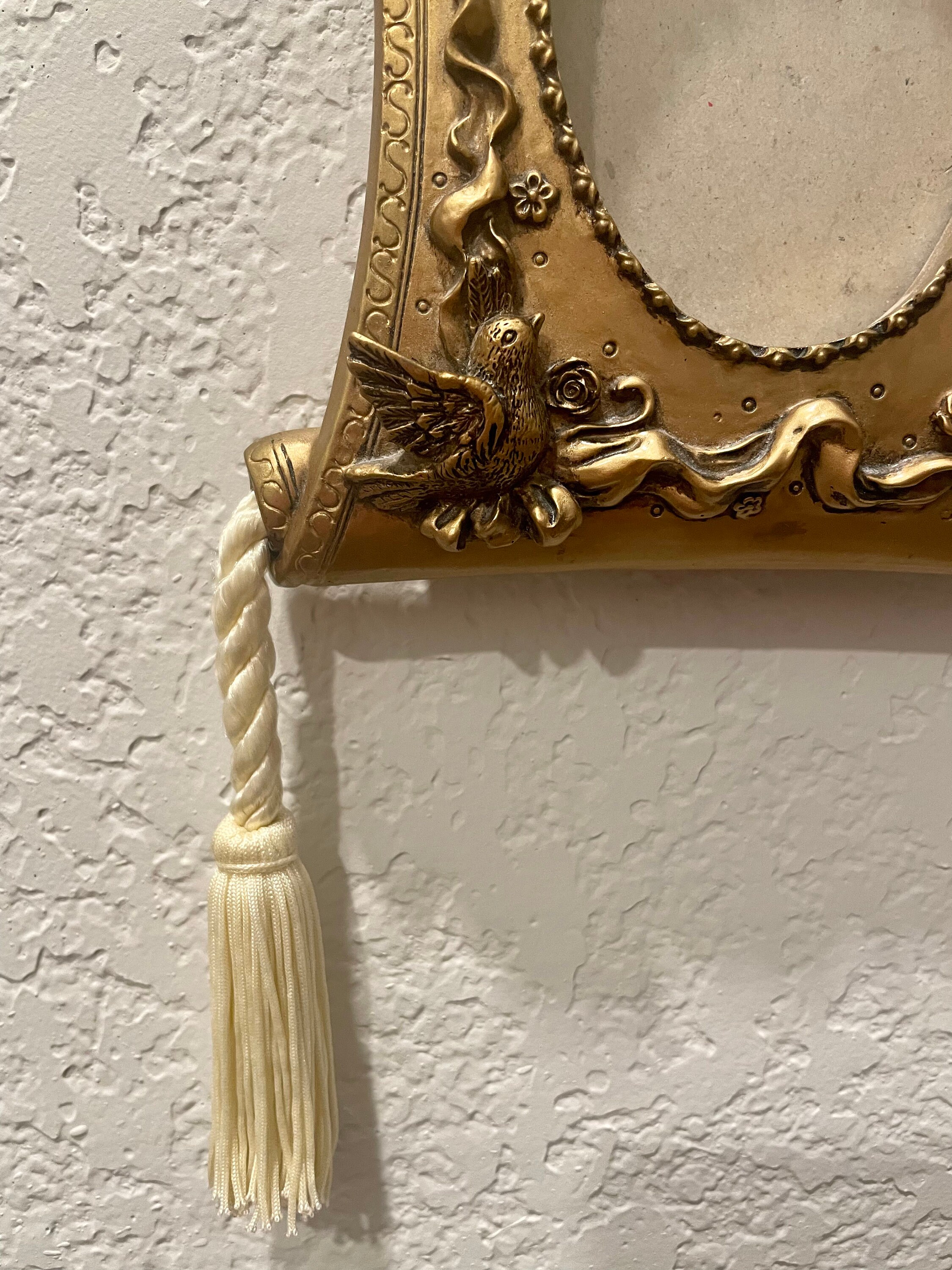 Gold Tone Victorian Style Picture Frame With Bird Motif and Tassels ...