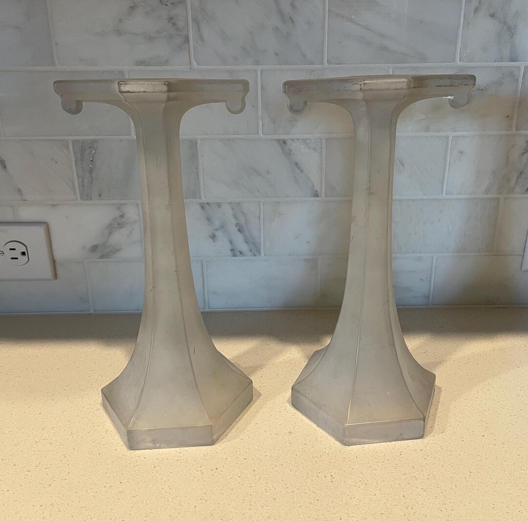 Pair of Frosted Glass Art Deco Shelf Risers/ Set of Vintage Shelf ...