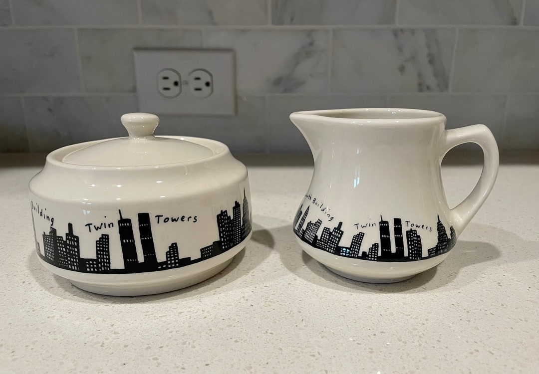 Fishs Eddy NYC Skyline Service Cream and Sugar Bowl With Lid by Homer ...