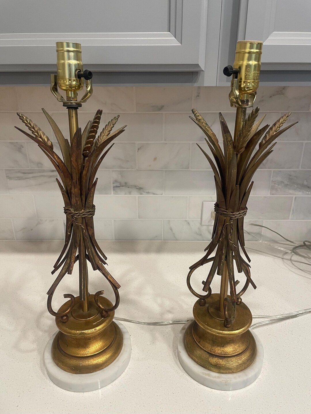 Pair of Italian Wheat Sheaf Table Lamps/ Pair of Italian Wheat Sheaf ...