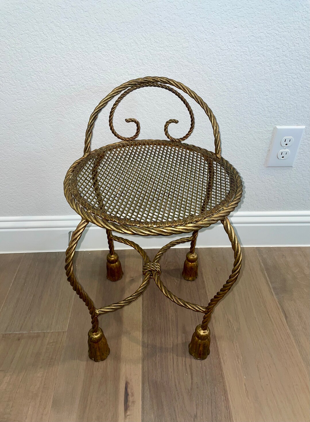 Hollywood Regency Italian Gold Gilt Tassel Stool/ Vintage Italian Gold ...