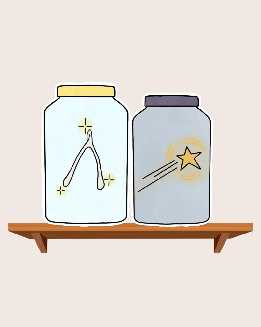 Pocket Wish Sticker, Shooting Star, Wishbone, Make a Wish - Etsy