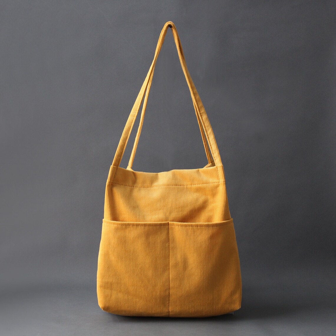 Double Pocket Corduroy Tote Bag Shoulder Bag Market Bag 12 Etsy