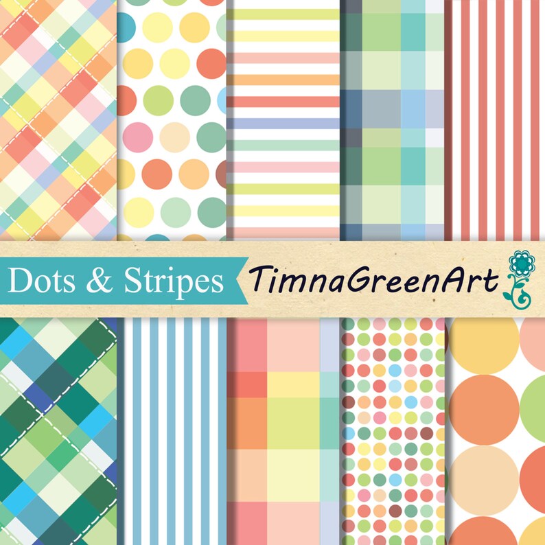 Digital SCRAPBOOKING Paper Pack Pastel Party Dots & Stripes Printable ...