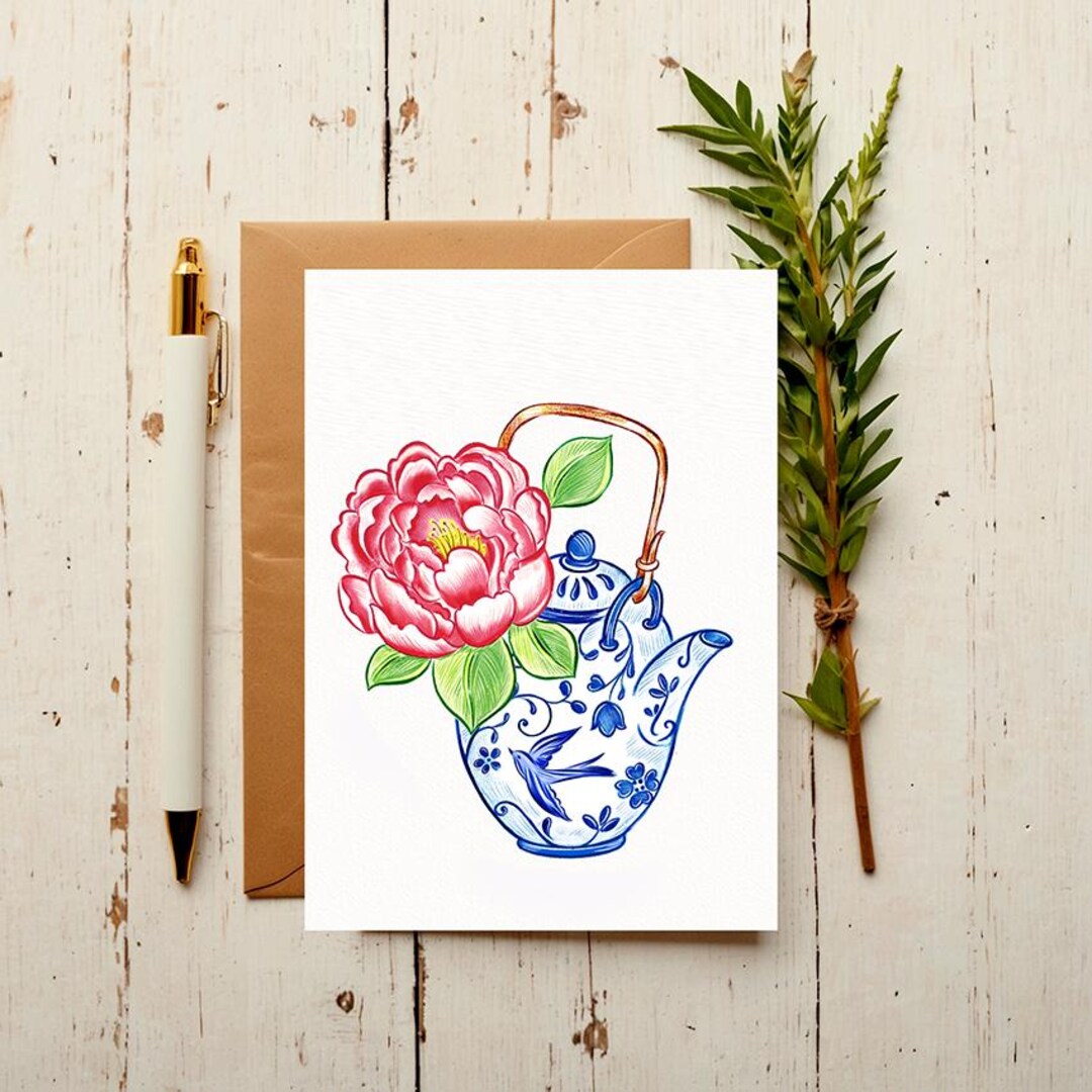 Printable Botanical Wildflower Greeting Card, Instant Digital Download ...
