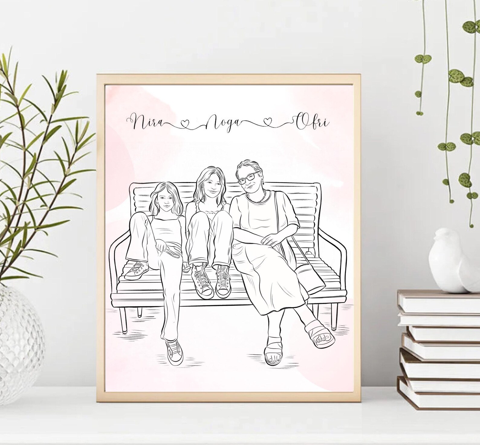 Custom Grandma Portrait, Line Art for Nana & Mom, Unique Grandparents ...