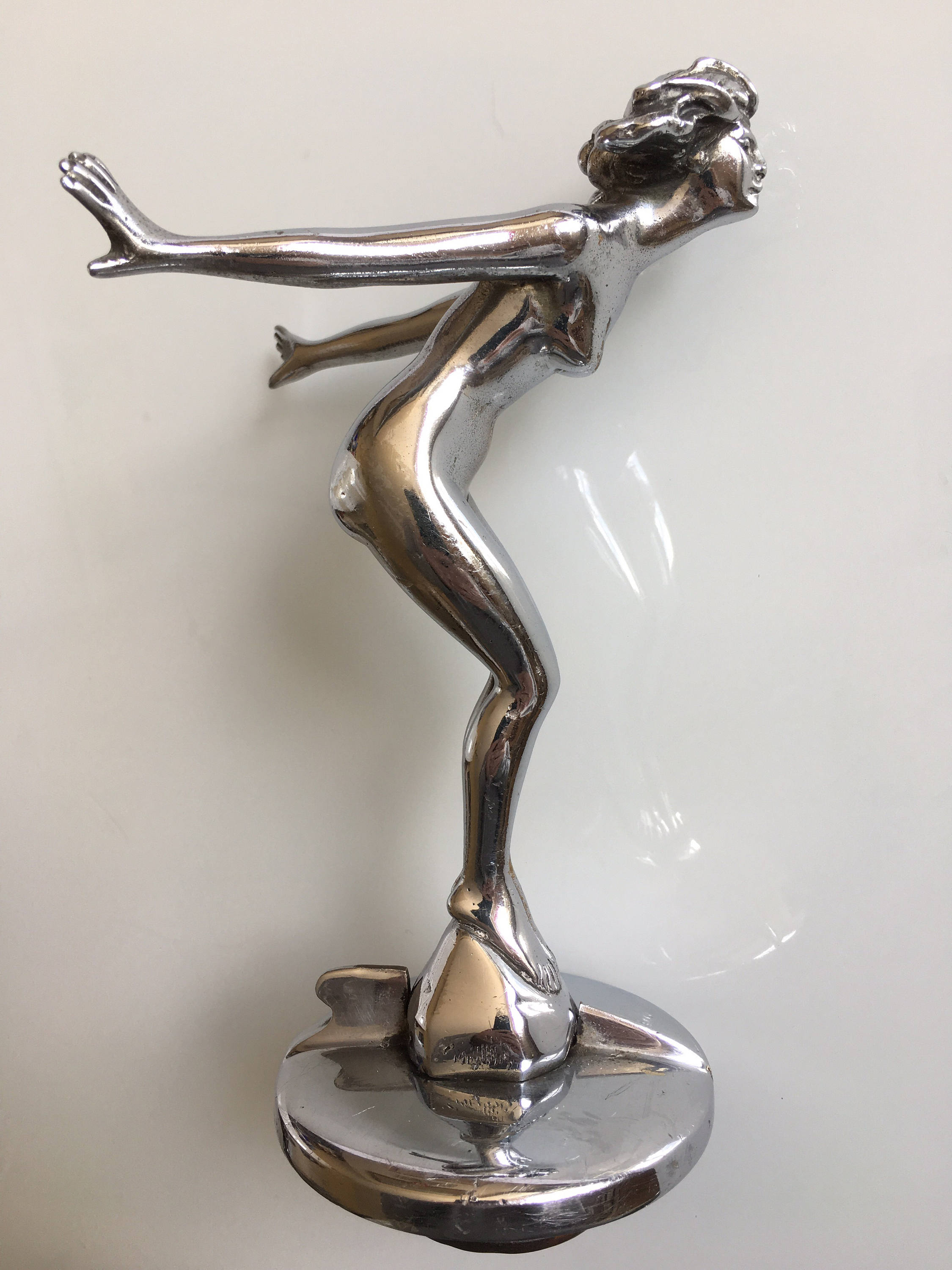 Antique vintage Art nouveau 'Speed Nymph' car mascot chrome plated ...
