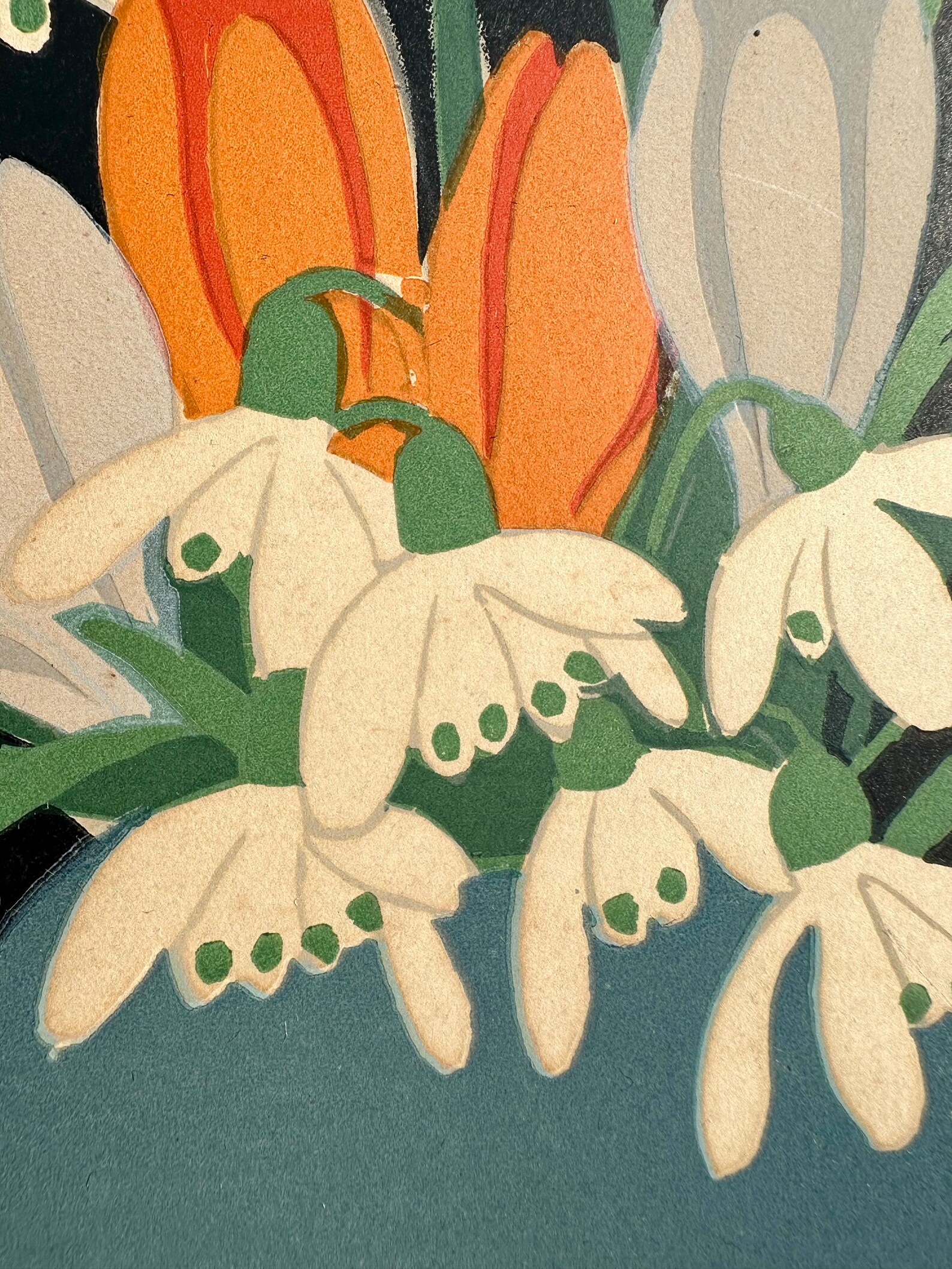 John Hall Thorpe (1874-1947) - Signed Woodblock Print 'crocus and ...
