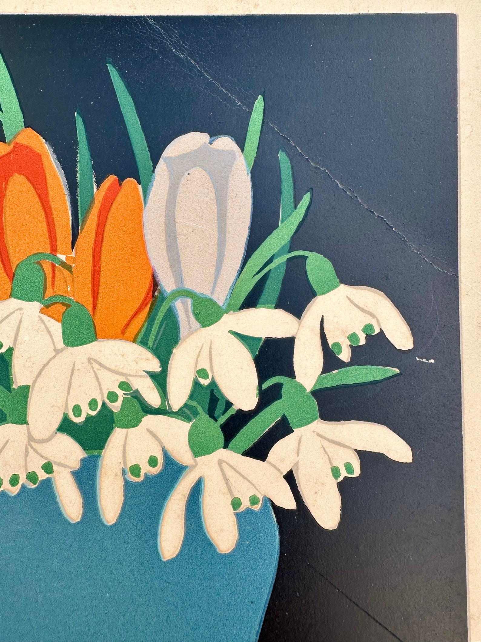John Hall Thorpe (1874-1947) - Signed Woodblock Print 'crocus and ...