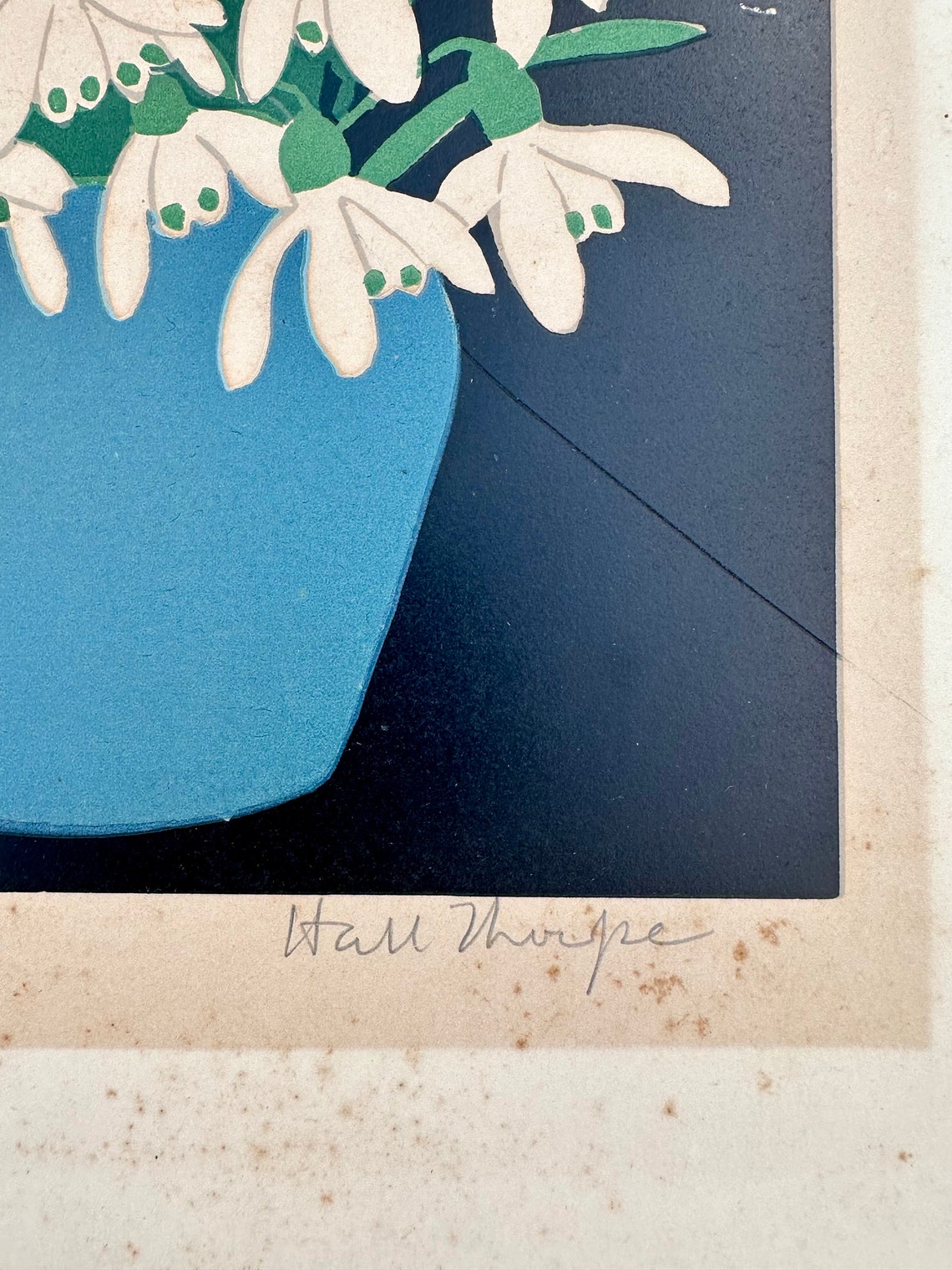 John Hall Thorpe (1874-1947) - Signed Woodblock Print 'crocus and ...