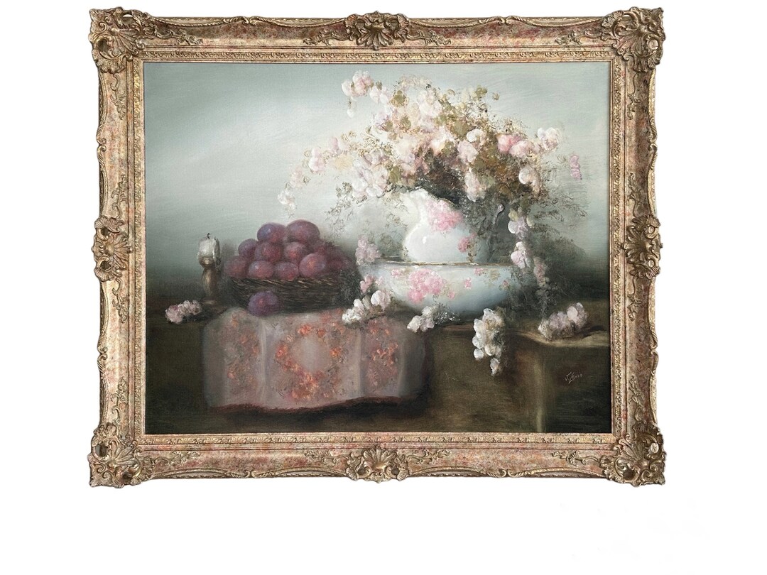 Judith Levin Oil on Canvas Still Life With Fruit and Flowers - Etsy