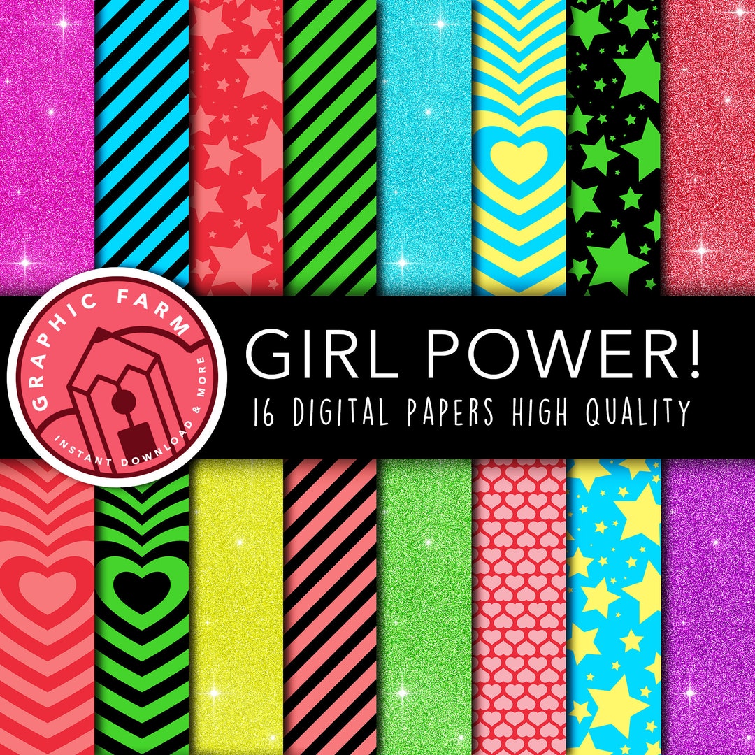 Girl Power Digital Paper: Glitter & Blossom Scrapbook Papers (PG001) - Etsy