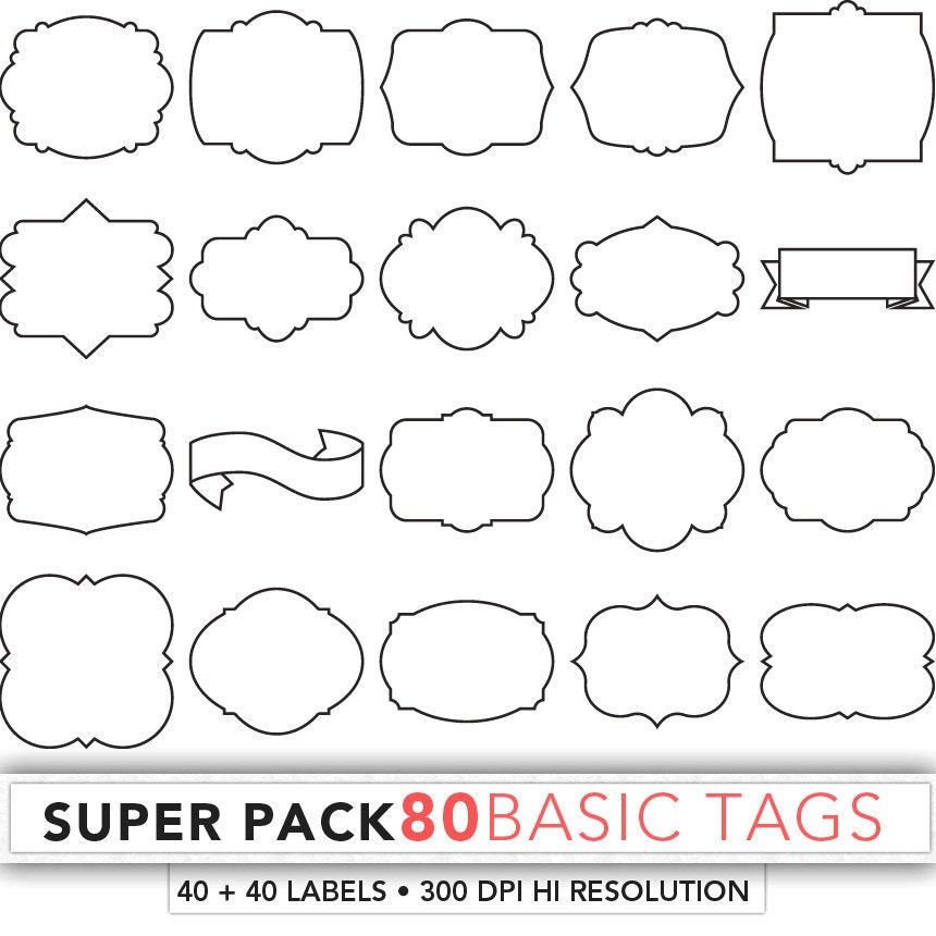 Super Pack 80 Basic Tags Digital Labelsprintable - Etsy