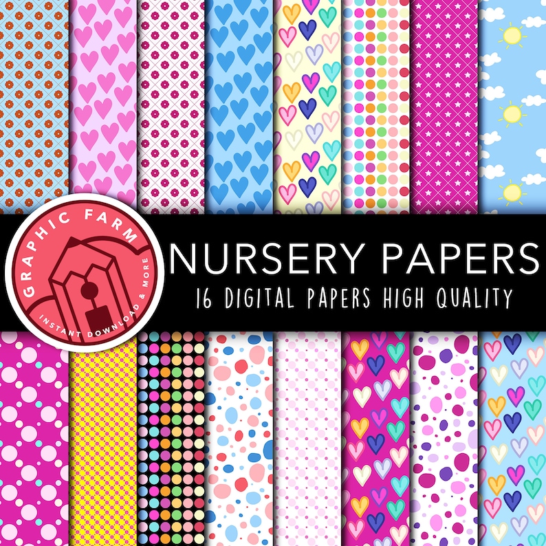 Nursery Digital Paper, Kids Papers, Scrapbooking, Background, Texture ...