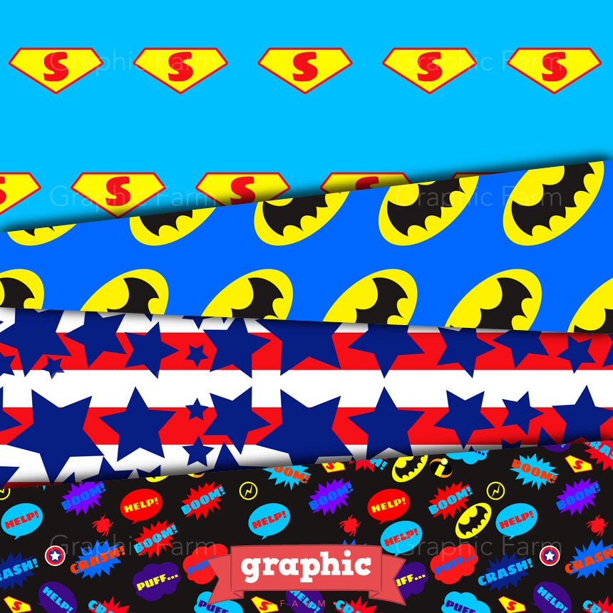 Super Hero Digital Paper,superhero Paper,scrapbook Paper,superhero ...