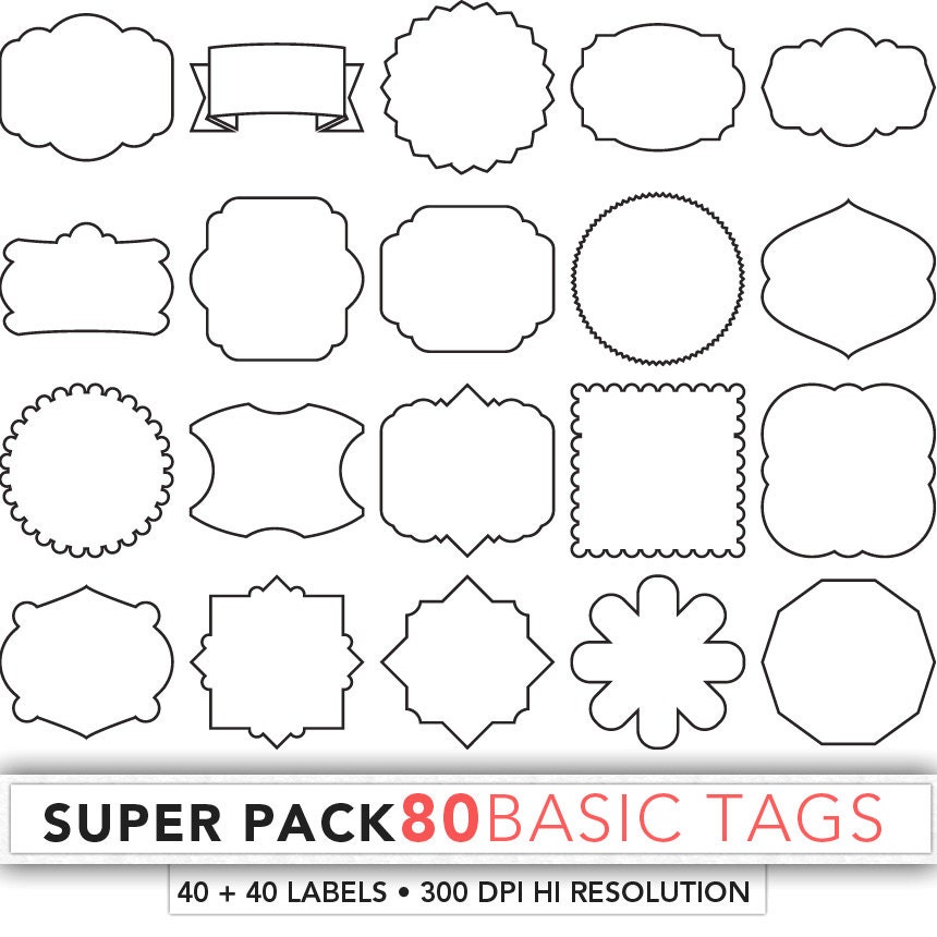 Super Pack 80 Basic Tags Digital Labelsprintable - Etsy