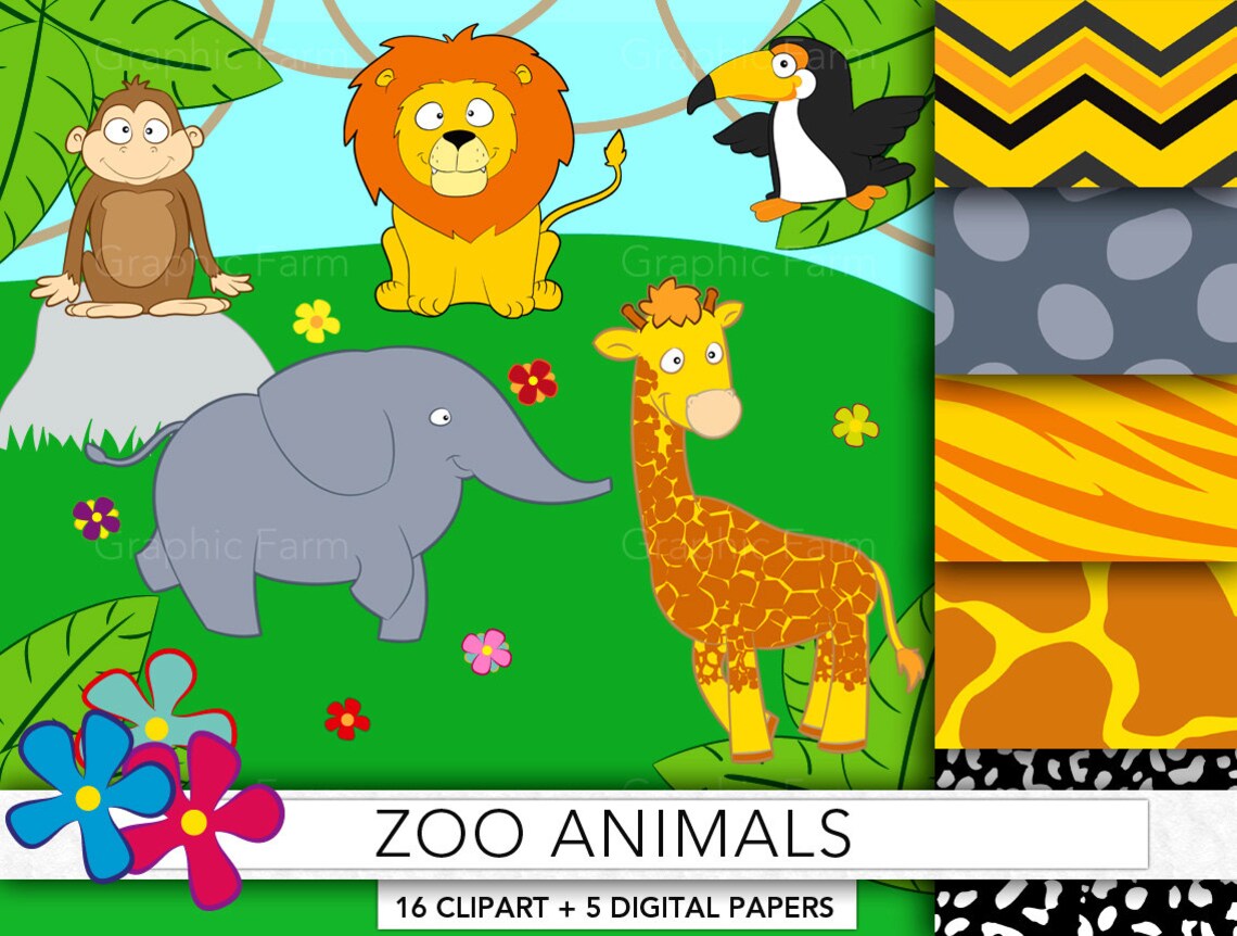 Jungle Animals Clipart,safari Clipart,jungle Animals,monkey Clipart,zoo ...