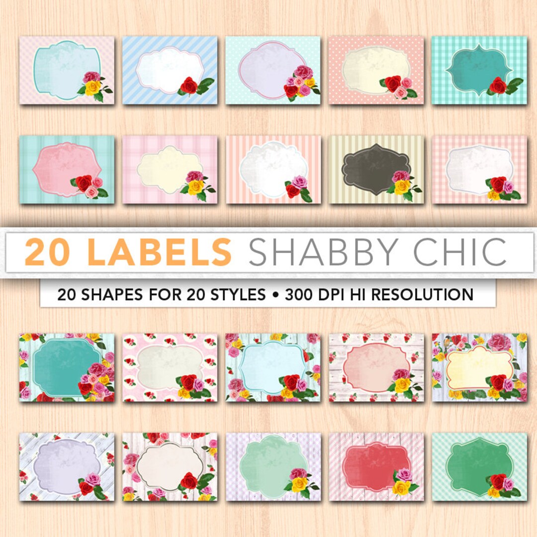 Digital Labels,20 X Digital Shabby Chic Tags,printable Labels,digital ...