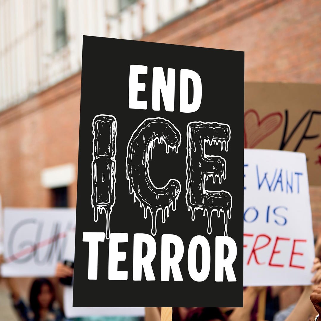 End ICE Terror Poster, Anti ICE Protest Art, Abolish ICE Activist Wall ...