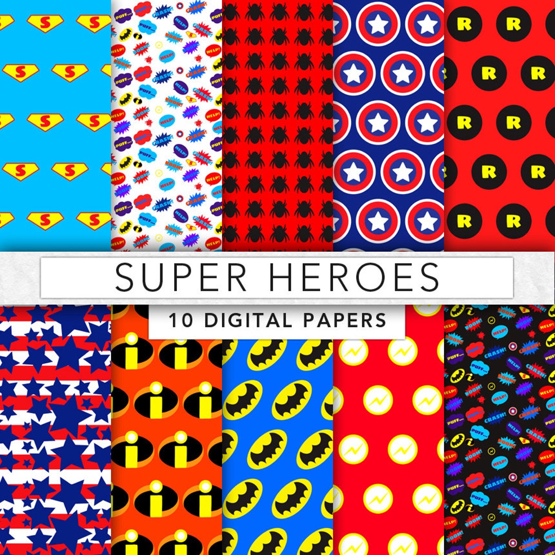 Super Hero Digital Paper,superhero Paper,scrapbook Paper,superhero ...