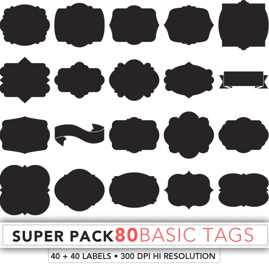 Super Pack 80 Basic Tags, Digital Labels,printable Labels,digital ...