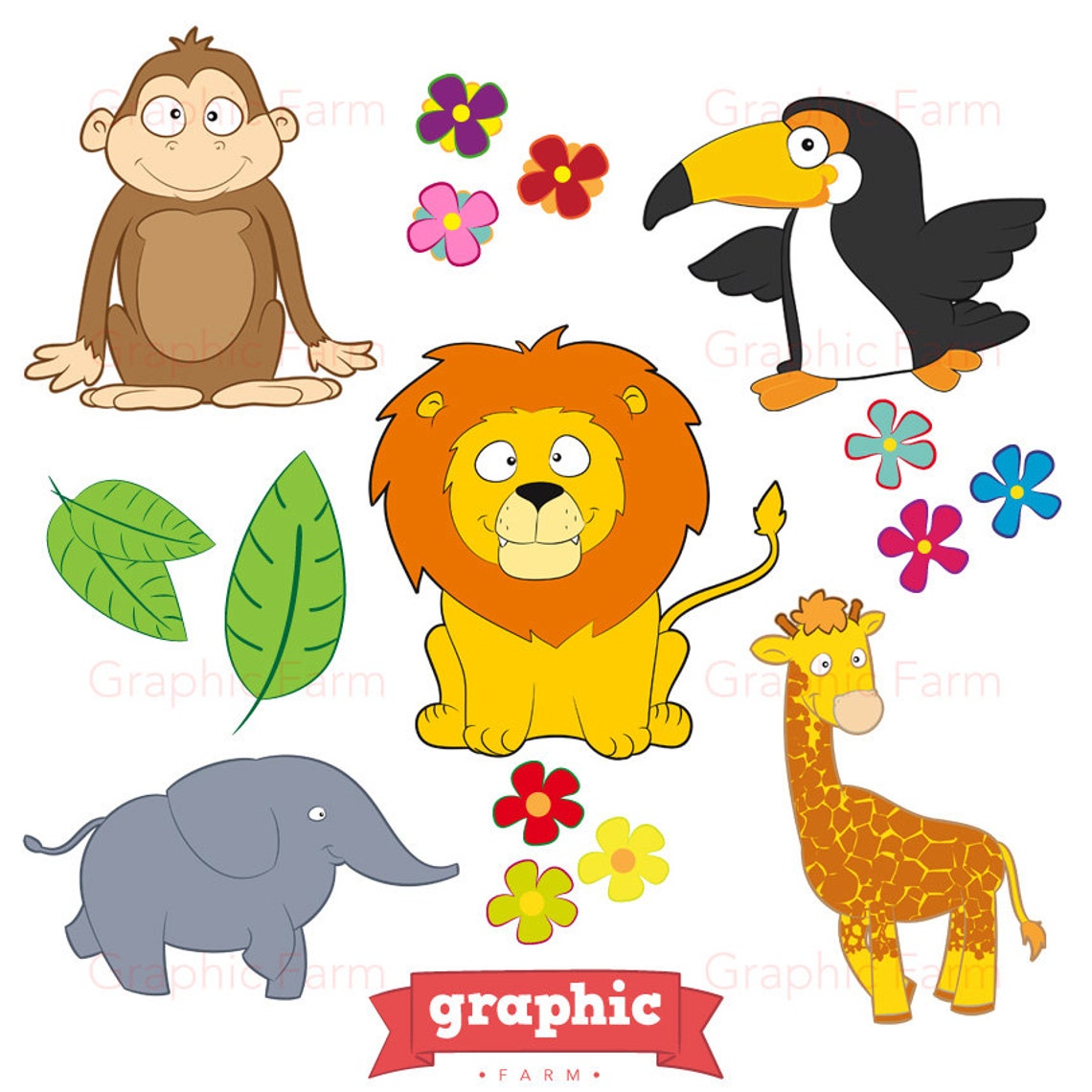 Jungle Animals Clipart,safari Clipart,jungle Animals,monkey Clipart,zoo ...