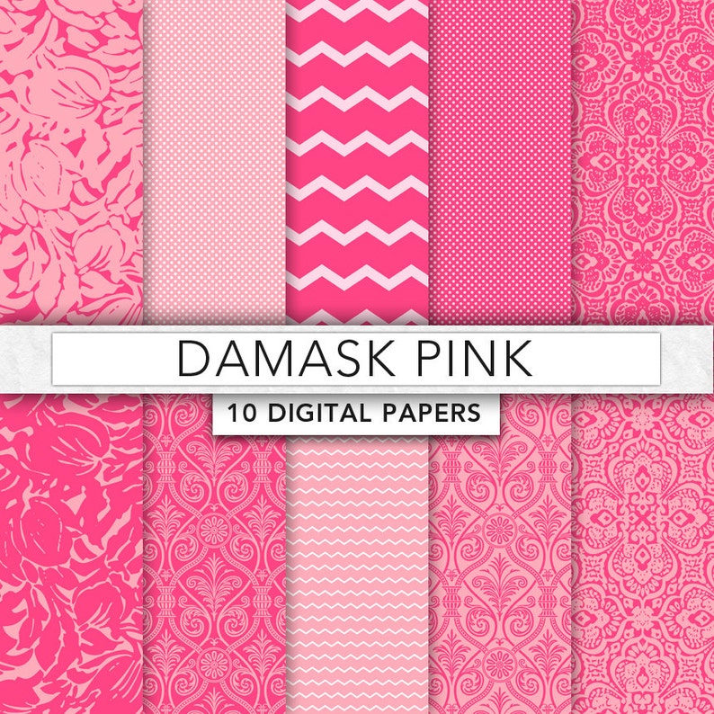 Pink Damask Digital Paper: Scrapbook Patterns (digital Download) - Etsy