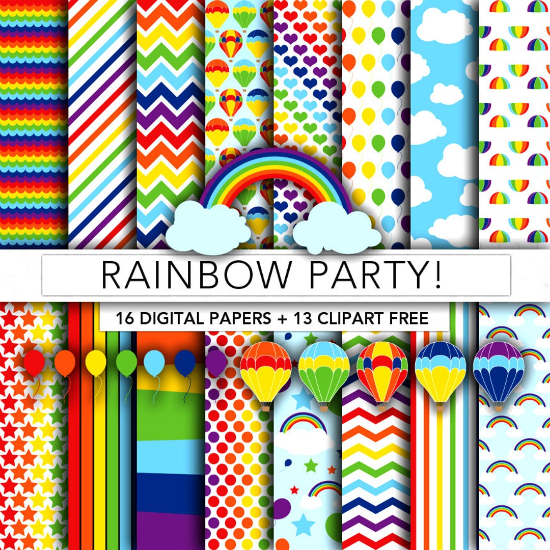 Rainbow Digital Paper,rainbow Clipart,scrapbook,background,texture ...